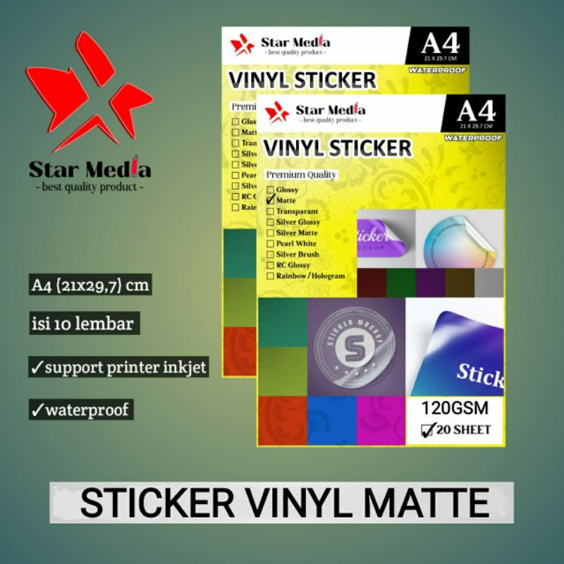 120 GSM A4 Matte Vinyl Sticker Paper contains 20 sheets / 120 Gram ...