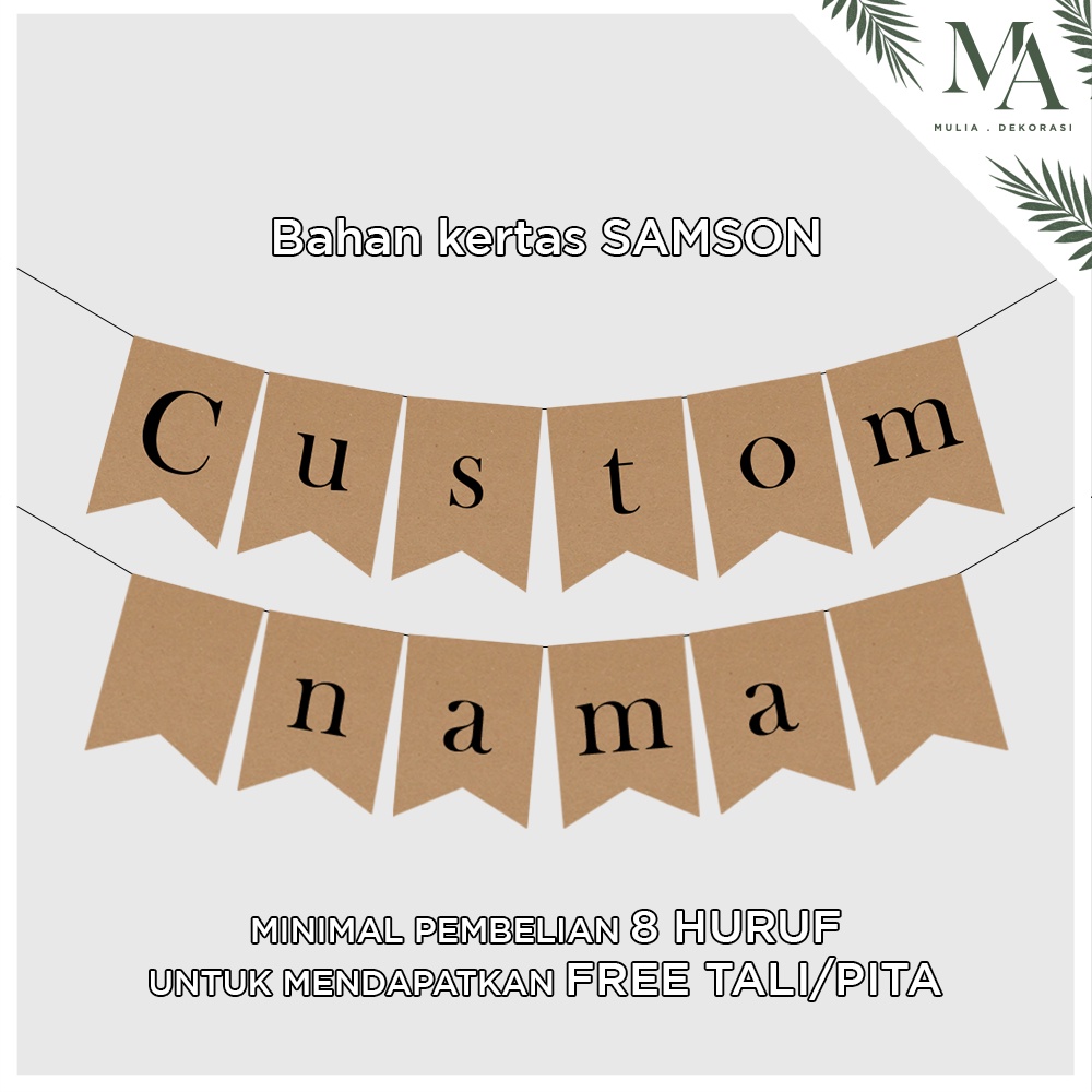 Bunting Flag Banner Custom Name Per Letter 1 Day Cardboard Paper Samson ...