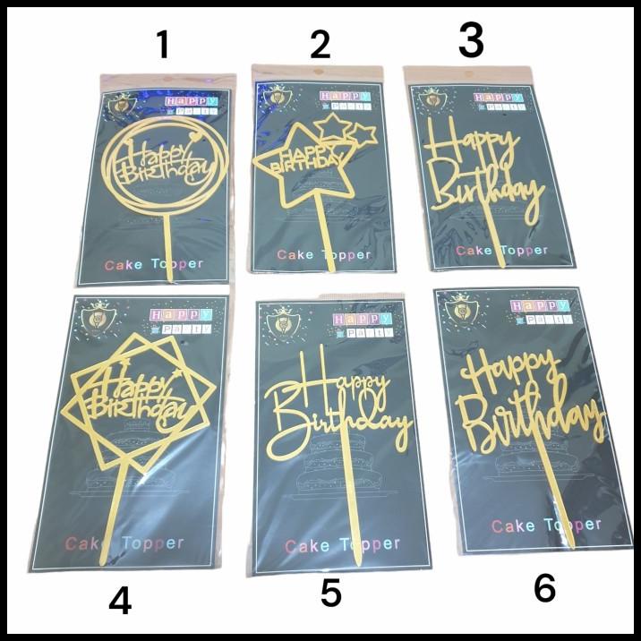 HITAM Cake Topper Birthday Cake Topper Happy Birthday Gold Packaging ...