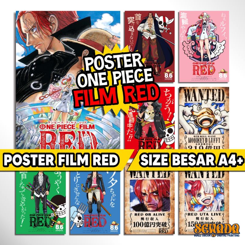 MINIMAL 8pcs] One Piece FILM RED SIZE A4 Poster+One Piece Bounty Poster ...