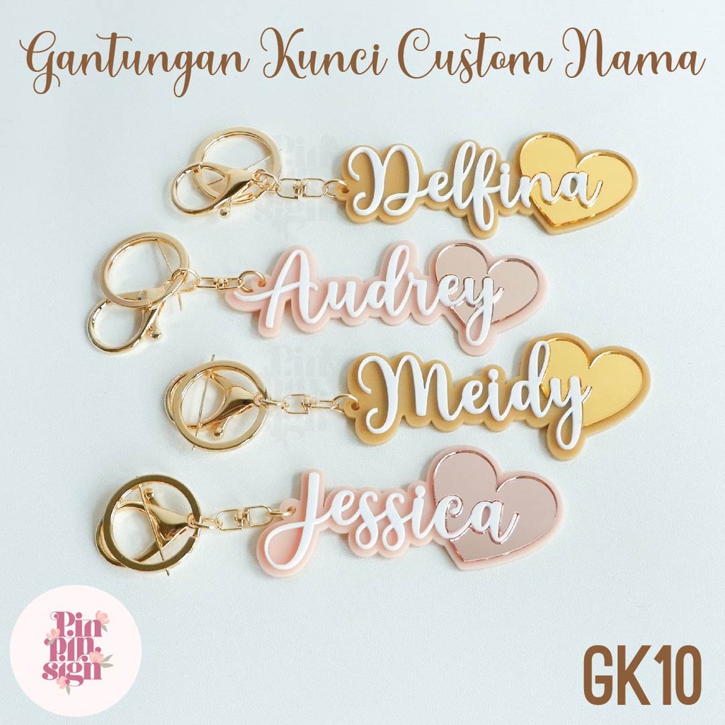 GANTUNGAN (GK10) Custom Latin Heart Name Keychain Birthday Gift Wedding ...