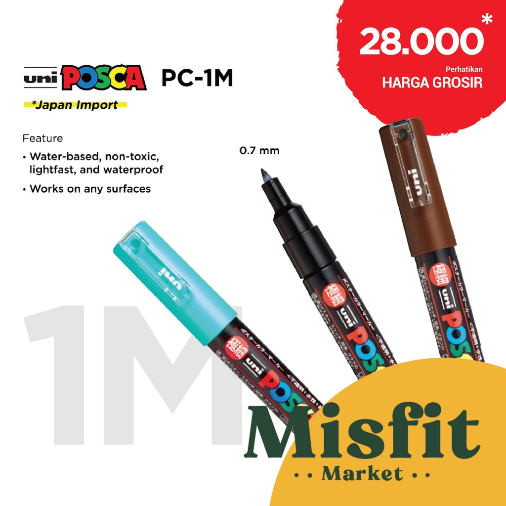 Uni POSCA PC-1M Paint Marker Pen (Extra Fine Point) PC1M Acrylic 1mm ...