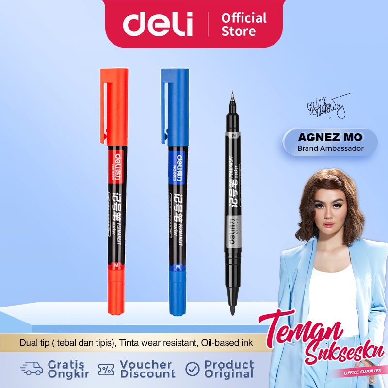 Deli Permanent Marker/Double Tip Permanent Marker Can Write On All ...