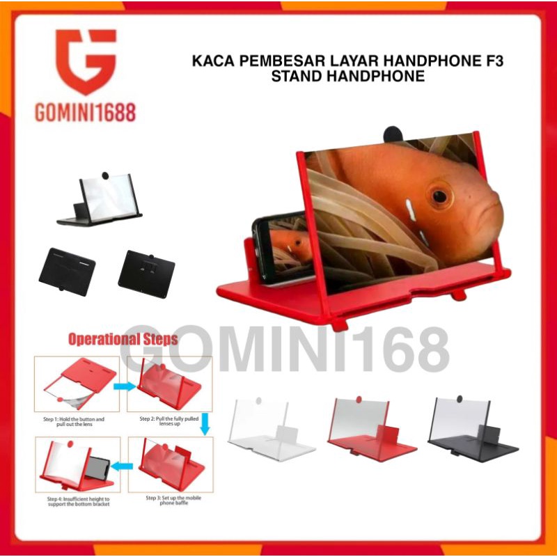 LAYAR F3 Smartphone Screen Magnifier 3D HD Stand Hp Import | Shopee ...