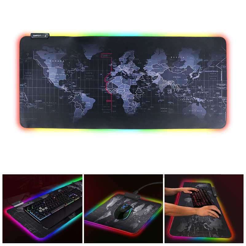 Gaming Mouse Pad XL World Map + RGB LED World Map/ RGB Mousepad World ...