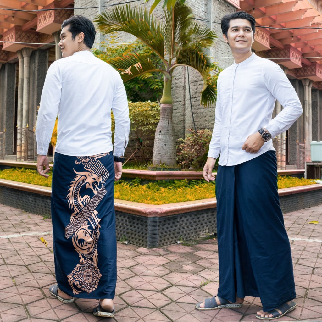 KATUN Men's Batik Sarong With Dragon Highlight Motif Plain Cool Cotton ...