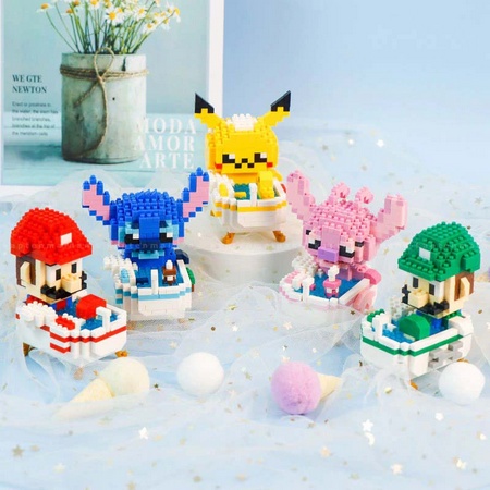 Toys Stacking Blocks Nano Block Bathtub Series Doraemon Hello Kitty Mario Purin Lilo Stitch ...