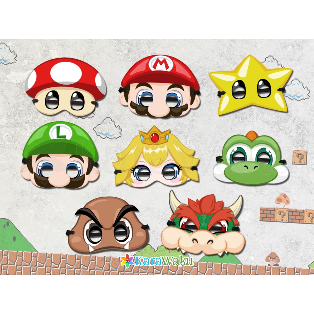Super Mario Bros Birthday Party Mask Mario Kart Character/ Party Mask ...