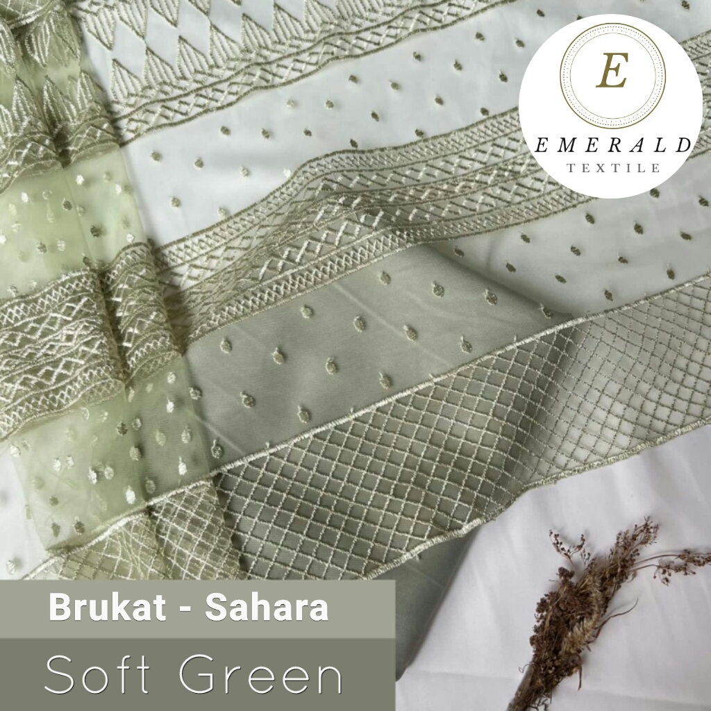 Half METER Tile Fabric/Sahara Motif Kebaya Material - Soft Green (Price ...