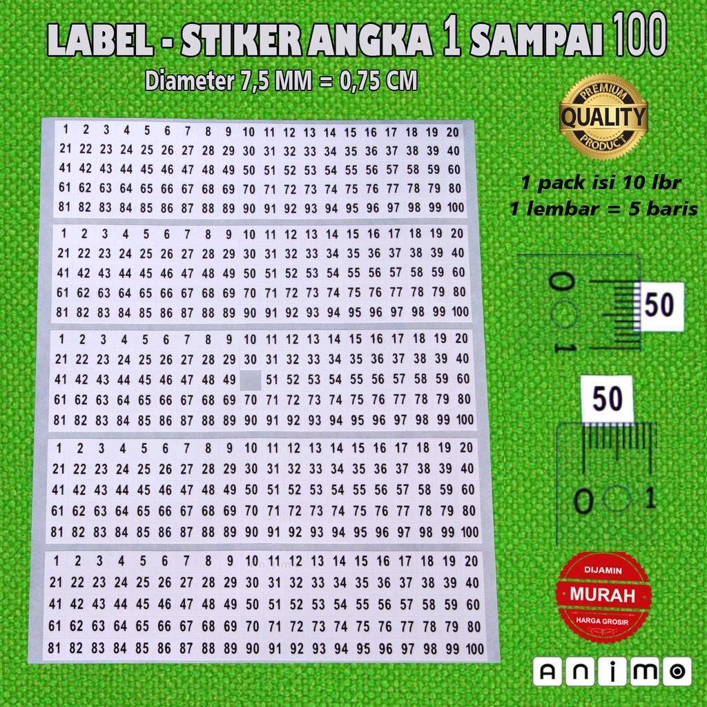 Label - COLOR NUMBER STICKER 1 SD 100 - COLOR NUMBER STICKERS 1 UP TO ...