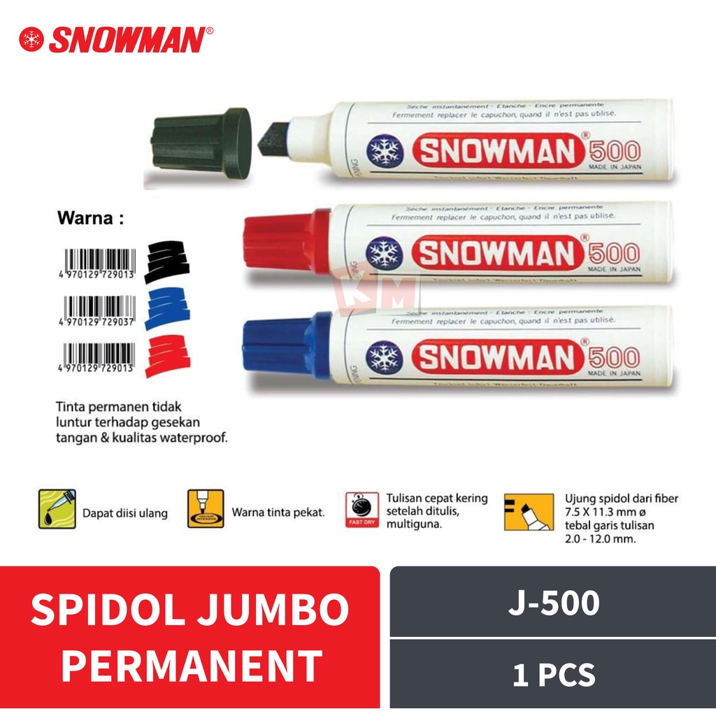 Snowman Permanent J-500 Jumbo Marker Large Permanent Marker | Shopee ...