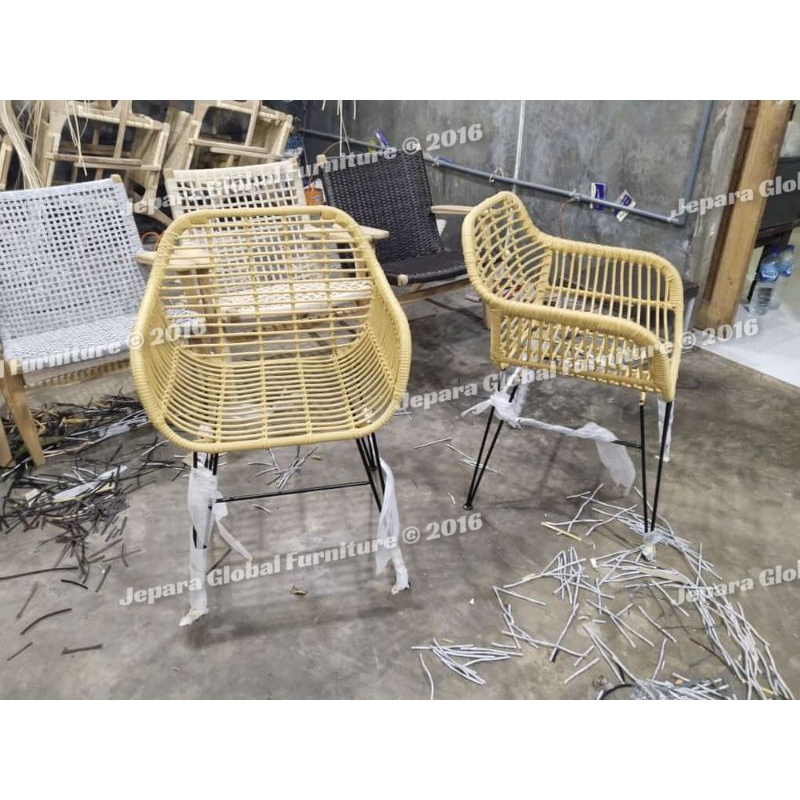 New Model Industrial Iron Rattan Dining Chair Outdoor Dining Chair