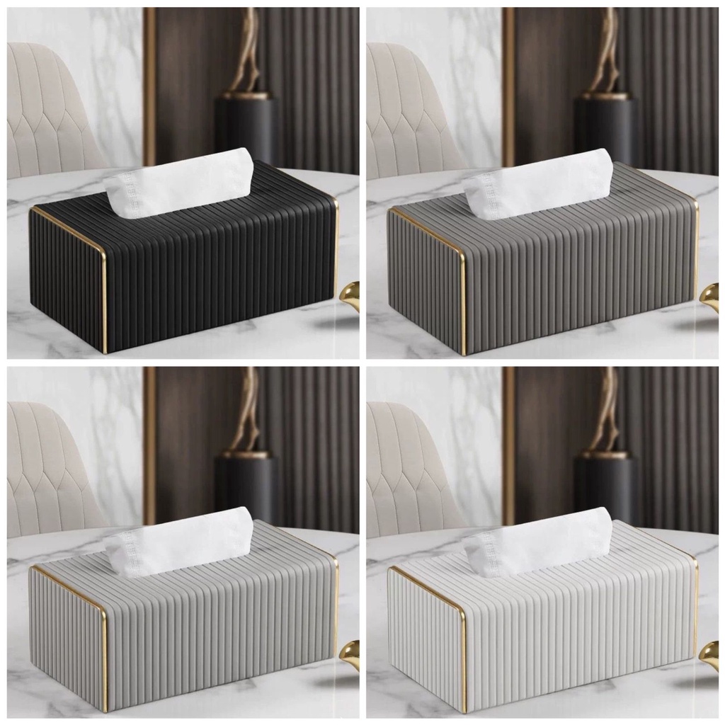 Tissue Box/Luxury Tissue Box With Gold Line | Shopee Singapore
