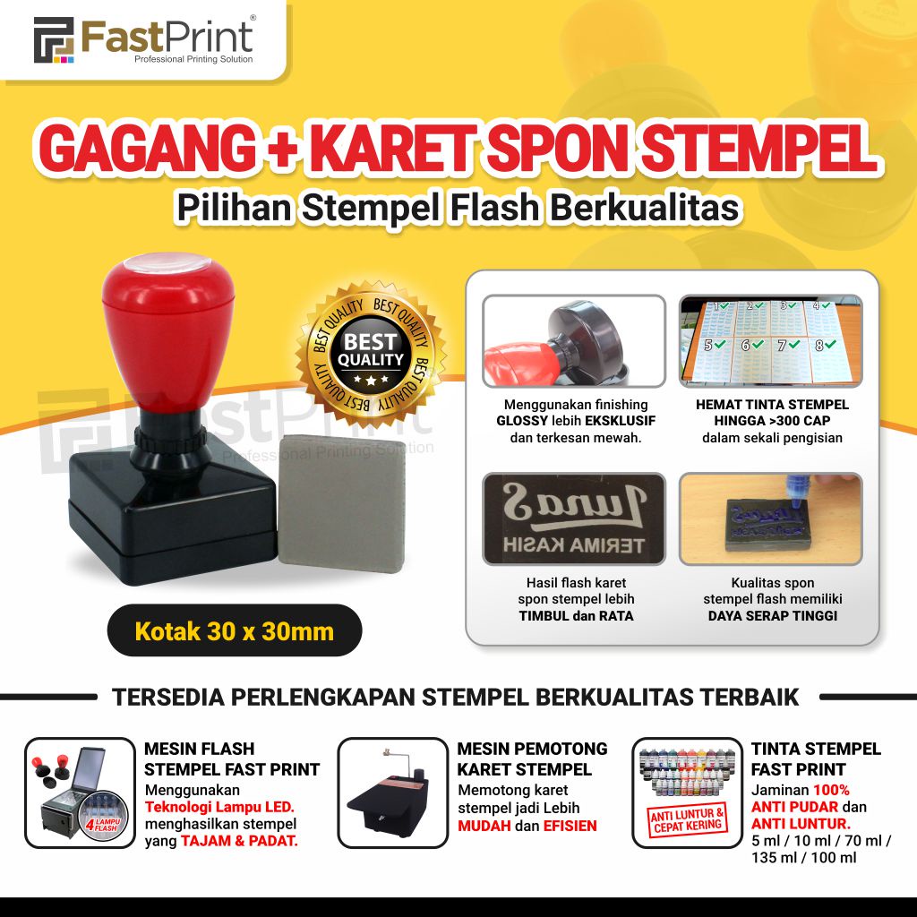 Rubber Sponge Stamp Plus Flash Stamp Handle Box 30X30 MM | Shopee Singapore