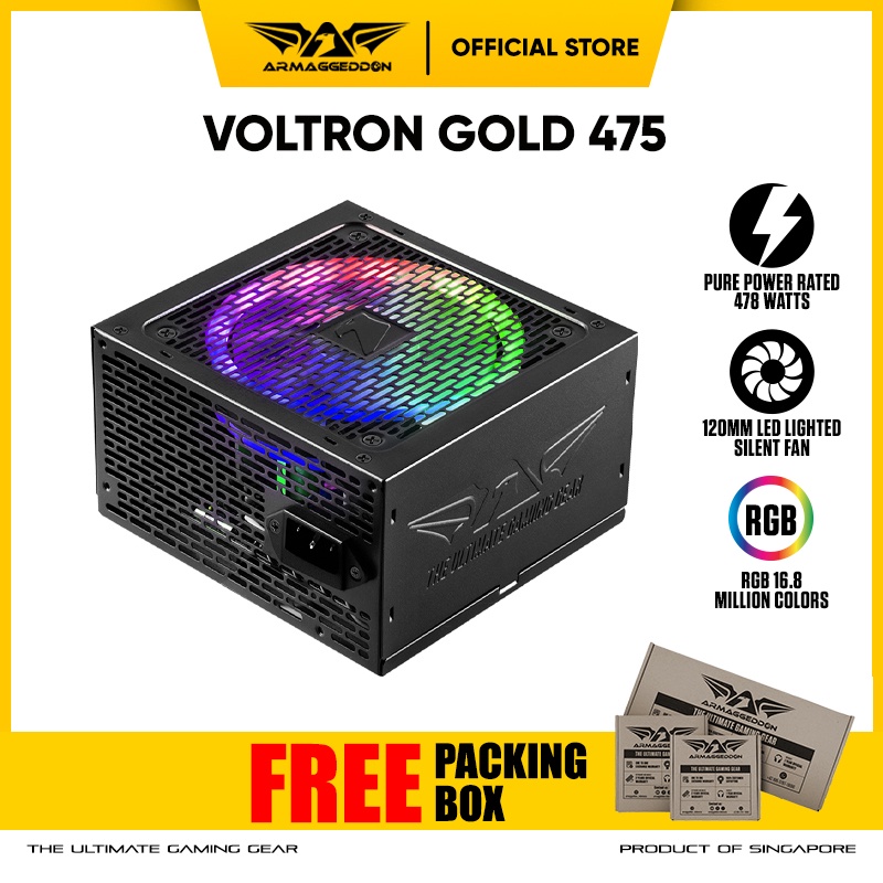 Armaggeddon PSU Voltron Gold 475 Watt RGB Power Supply Unit with RGB ...