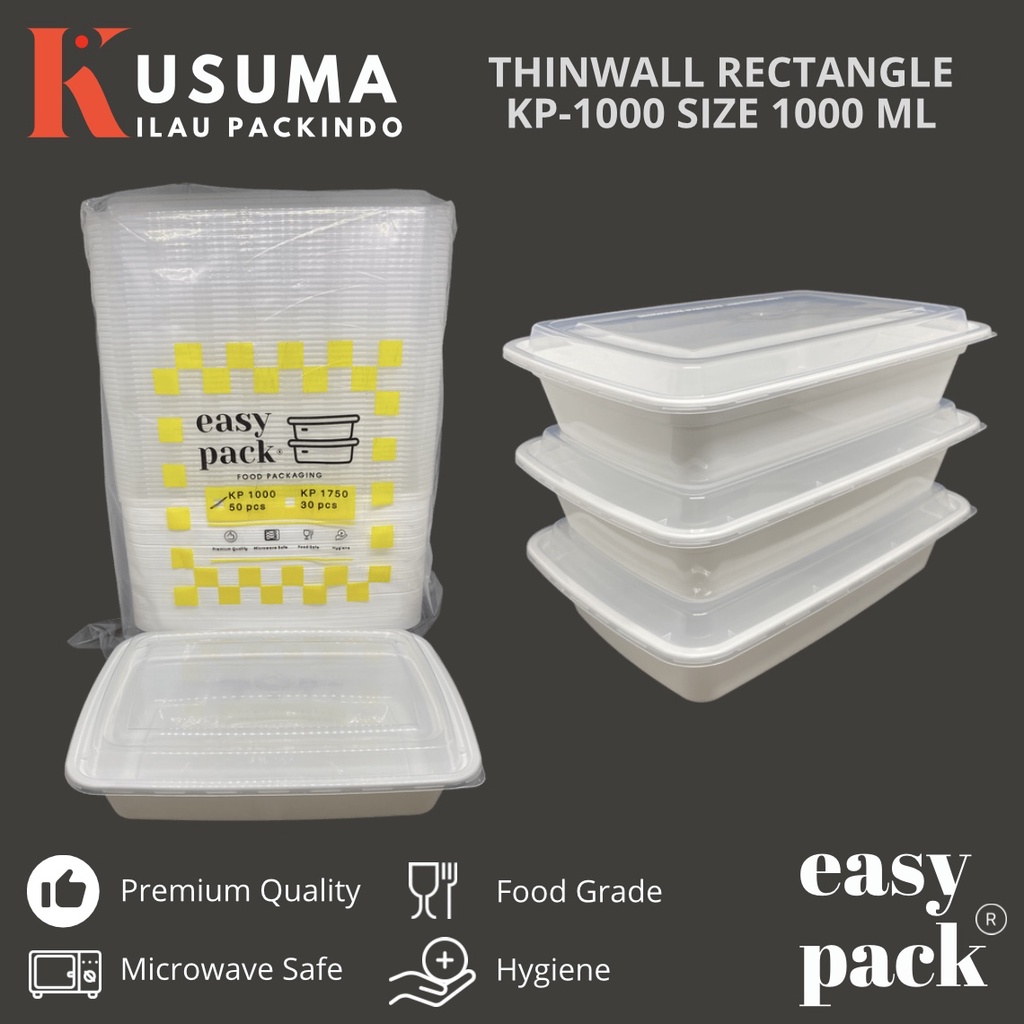EASYPACK THINWALL RECTANGLE 1000ML (KP-1000) CONTENTS 50PCS PER PACK ...