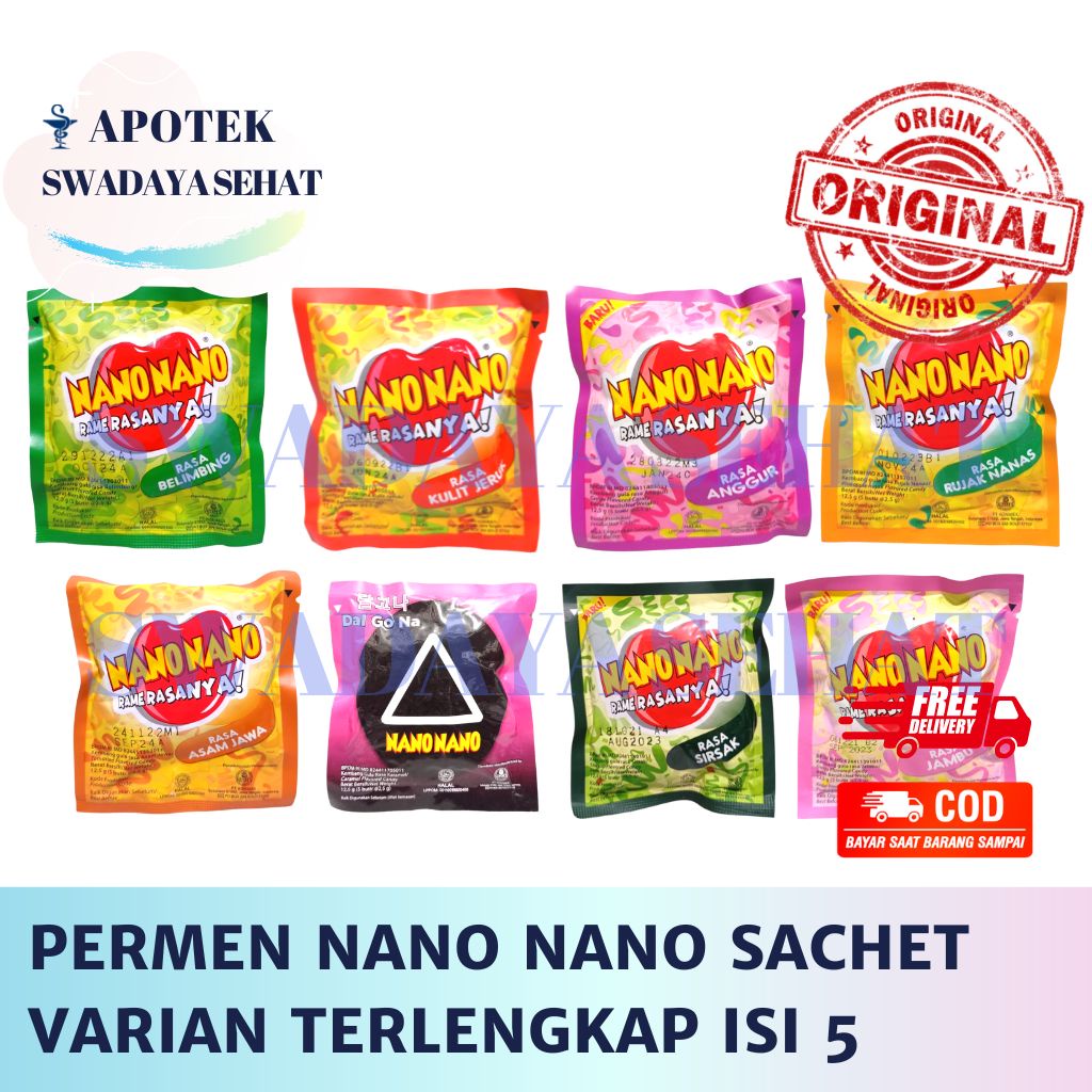 Nano SACHET CANDY Contains 5 Complete Variants of Candy Flavored Orange ...