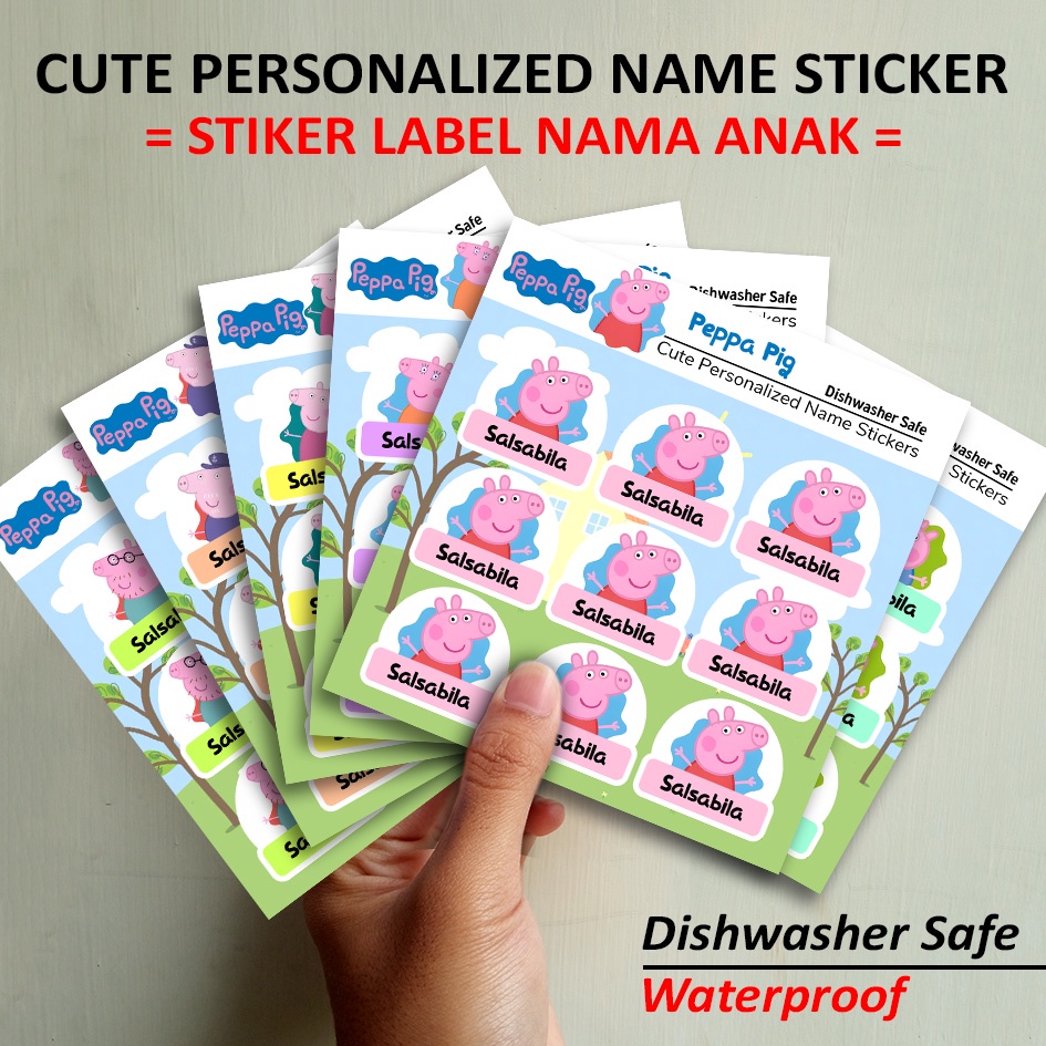 Custom CHILDREN'S NAME LABEL STICKER NAME TAG CUSTOM LABEL PEPPA PIG ...
