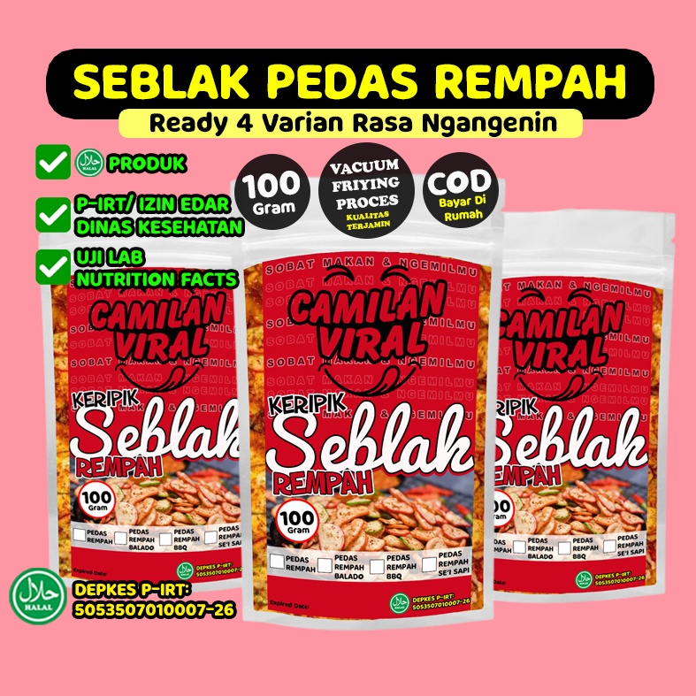Spicy Spice Seblak Chips 100 Grams Thick Clear STP Packaging with Seal ...