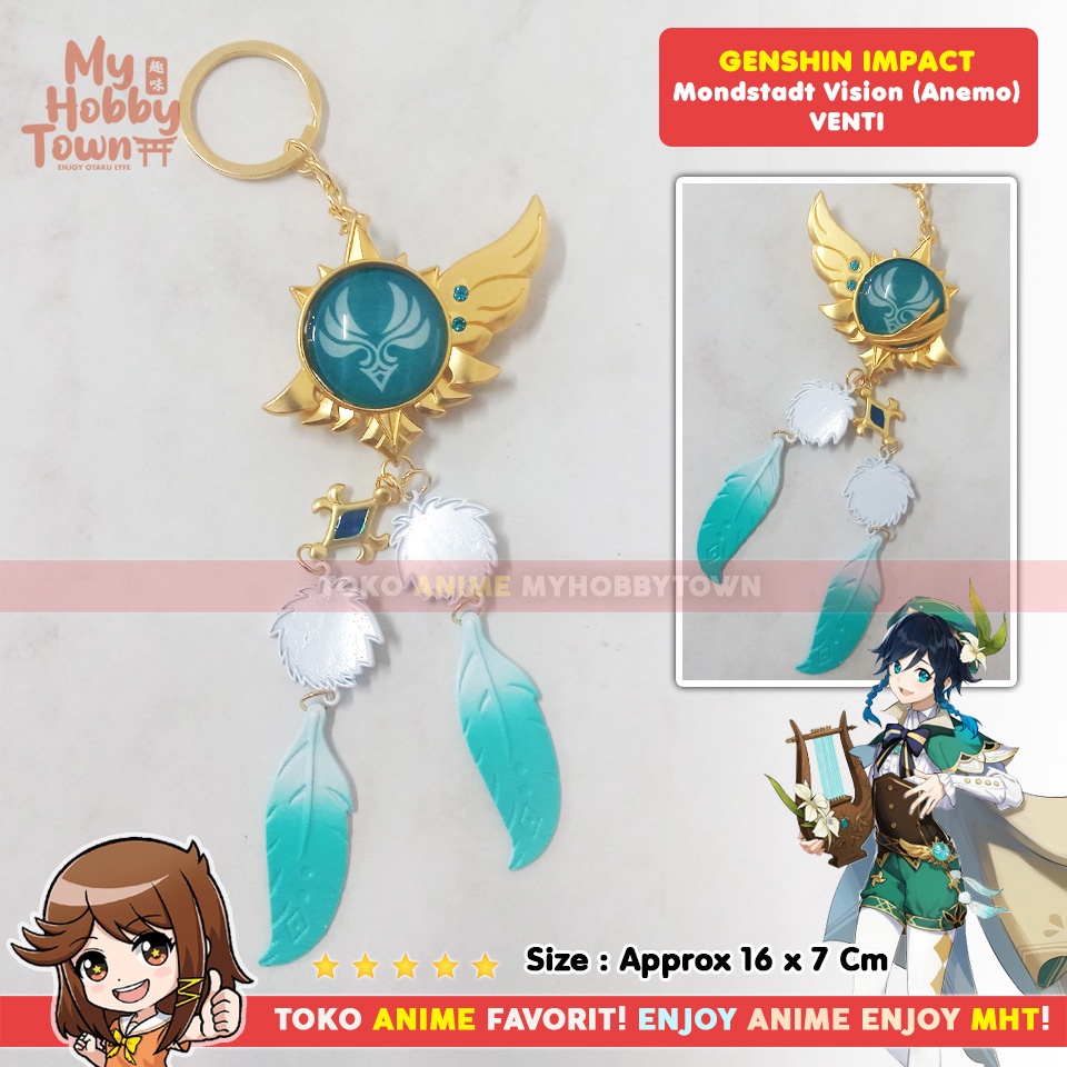GANTUNGAN Vision Genshin Impact Mondstadt Anemo Venti Barbatos Keychain ...