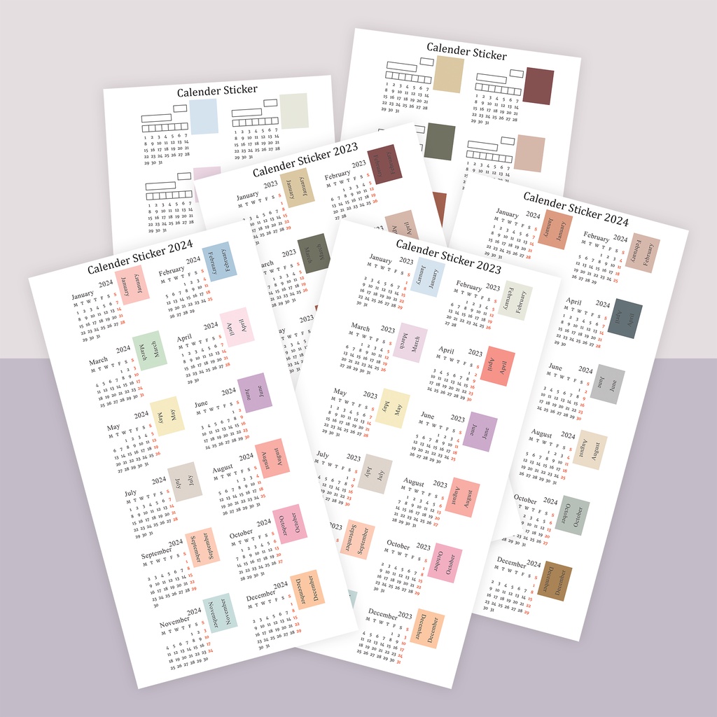 Calendar Sticker Divider Page Divider Diary Book Month One Year Mini ...