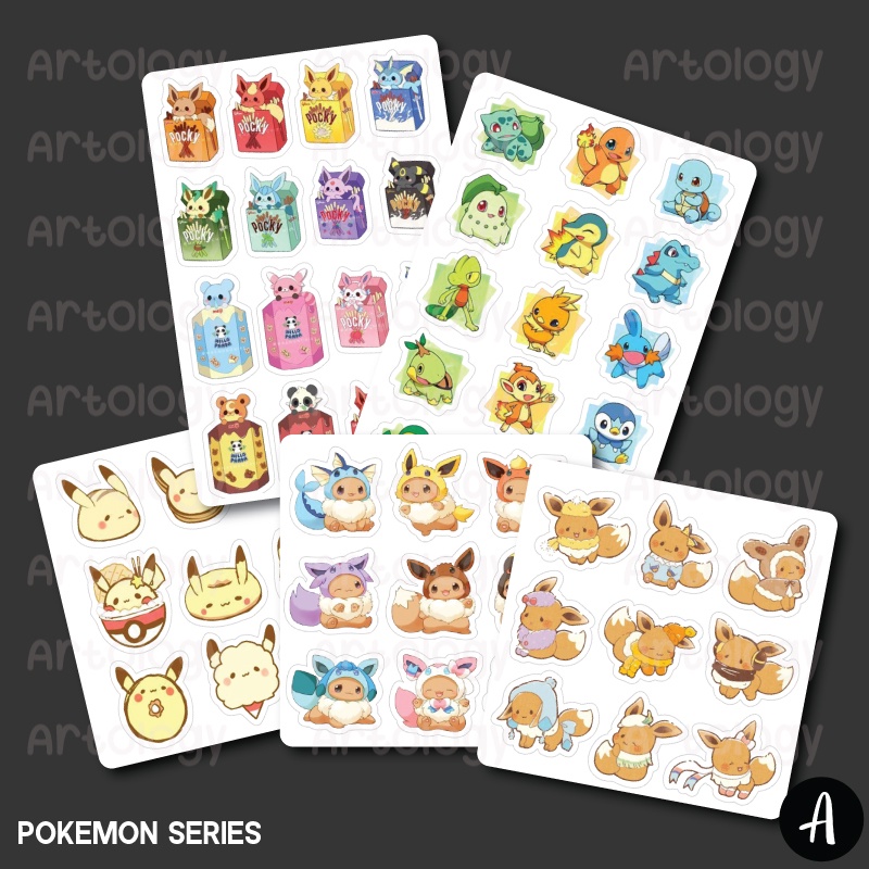 Sticker Set Cute Chibi Eevee Pokemon Stickers Planner Journal Suitcase ...
