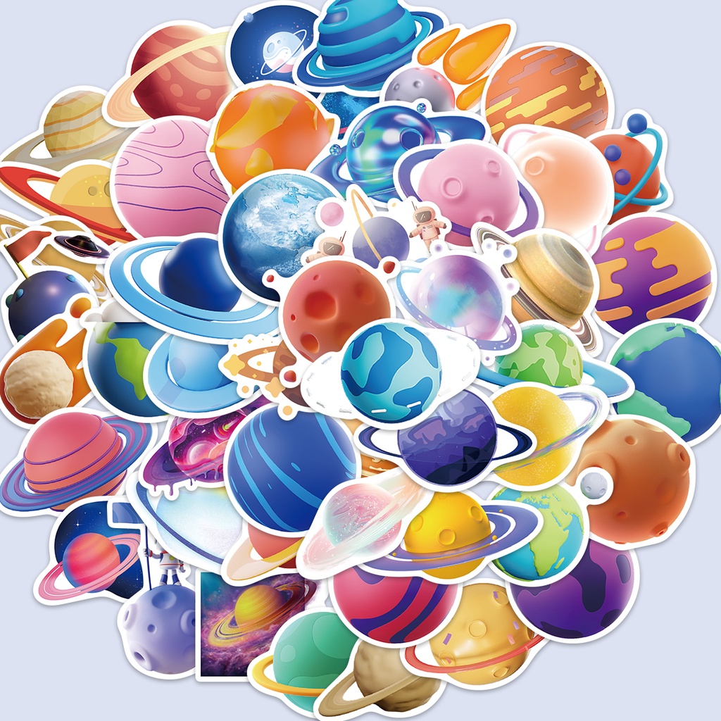50pcs Sheet Space 3D Planets Kids Cartoon Stickers Laptop Phone Car ...