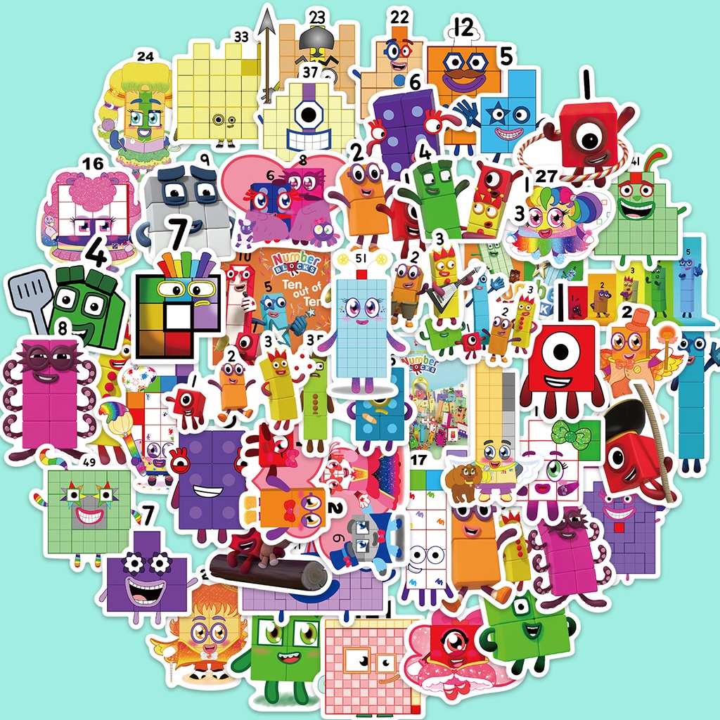 52pcs Numberblocks Cartoon Cute Stickers Vintage Laptop Book DIY Gift ...