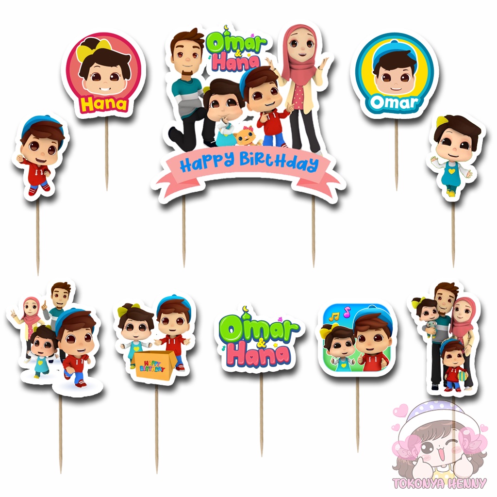 Omar And Hana Motif Birthday Cake Topper Cake Topper Shopee Singapore