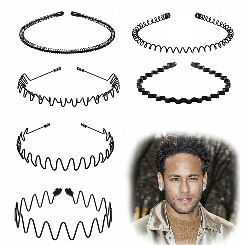 Unisex Metal Wavy Spring Hair Hoop Lack Non Slip Outdoor Sports ...