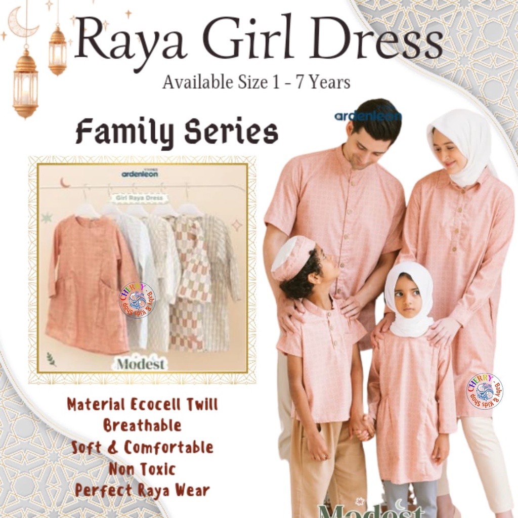 Ardenleon Tunik Raya 1-7 Years Old Girl Raya Dress/Tunic Lebaran Girls ...
