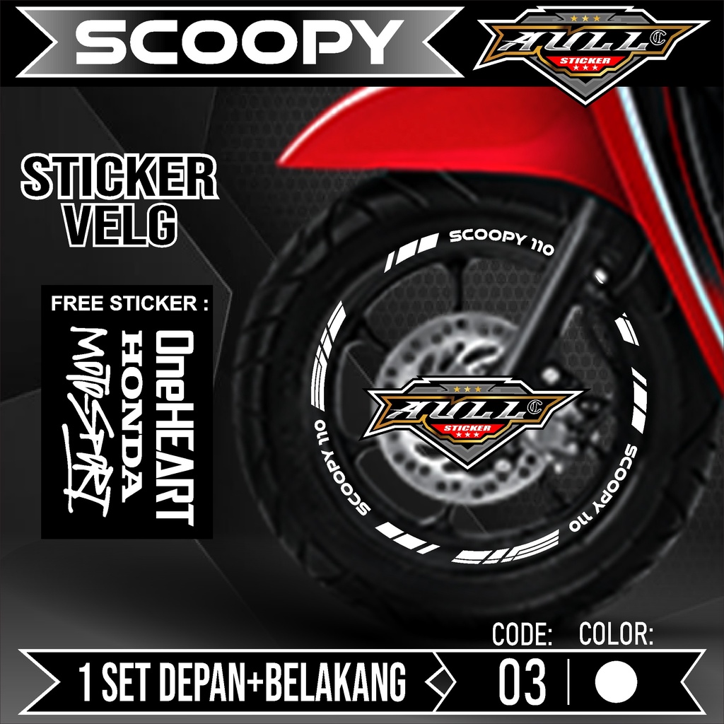 SCOOPY Rim Cutting Stickers - 2017 - 2022 Honda SCOOPY Motorcycle Wheel ...