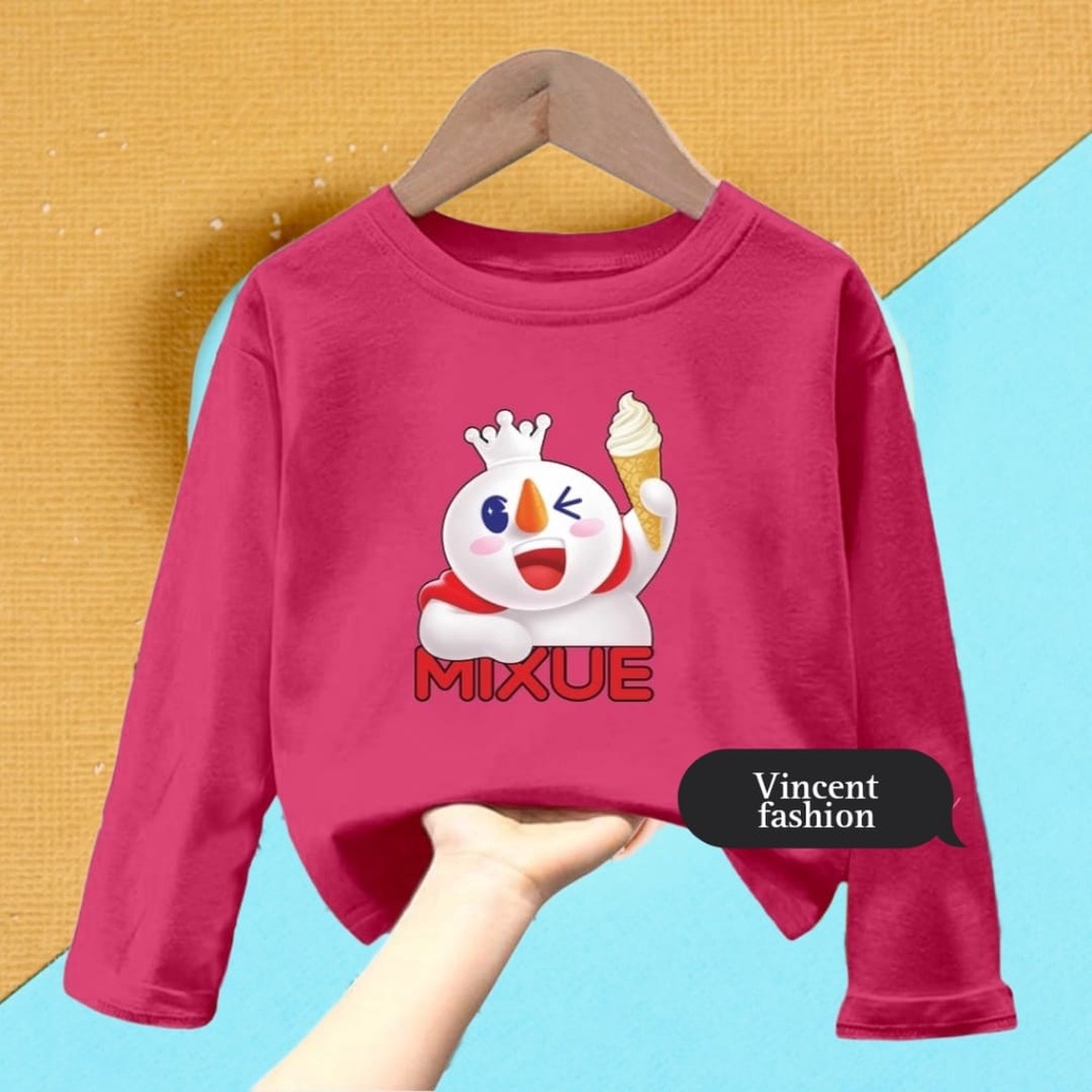 Mixuetunggal/viral mixue T-Shirt Ages 1-12 Years Long Sleeve | Shopee ...