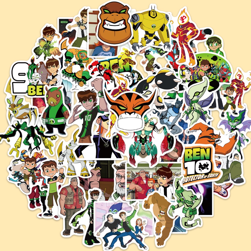 50pcs Ben 10 Cartoon Cute Stickers Cool Graffiti For Kids DIY Book ...