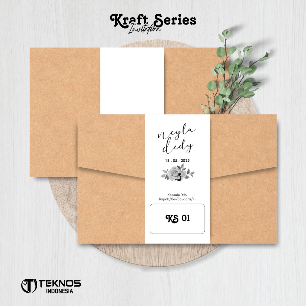 Simple ELEGANT KRAFT Belt Wedding Invitation - AESTHETIC KRAFT Belt ...