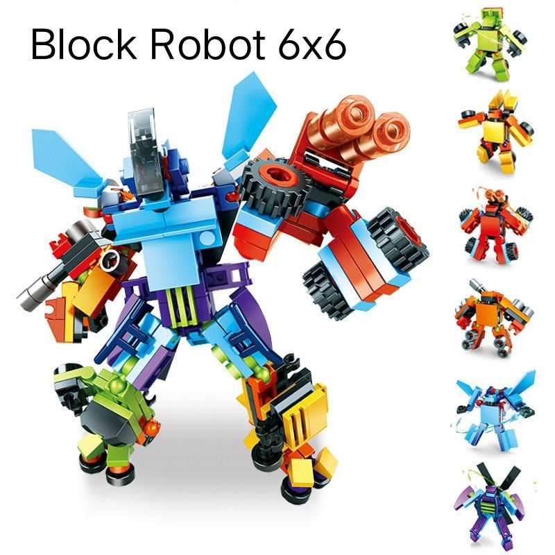 Children's Toy Brick Robot 6x6 Block DIY Disassemble 6 transformer ...