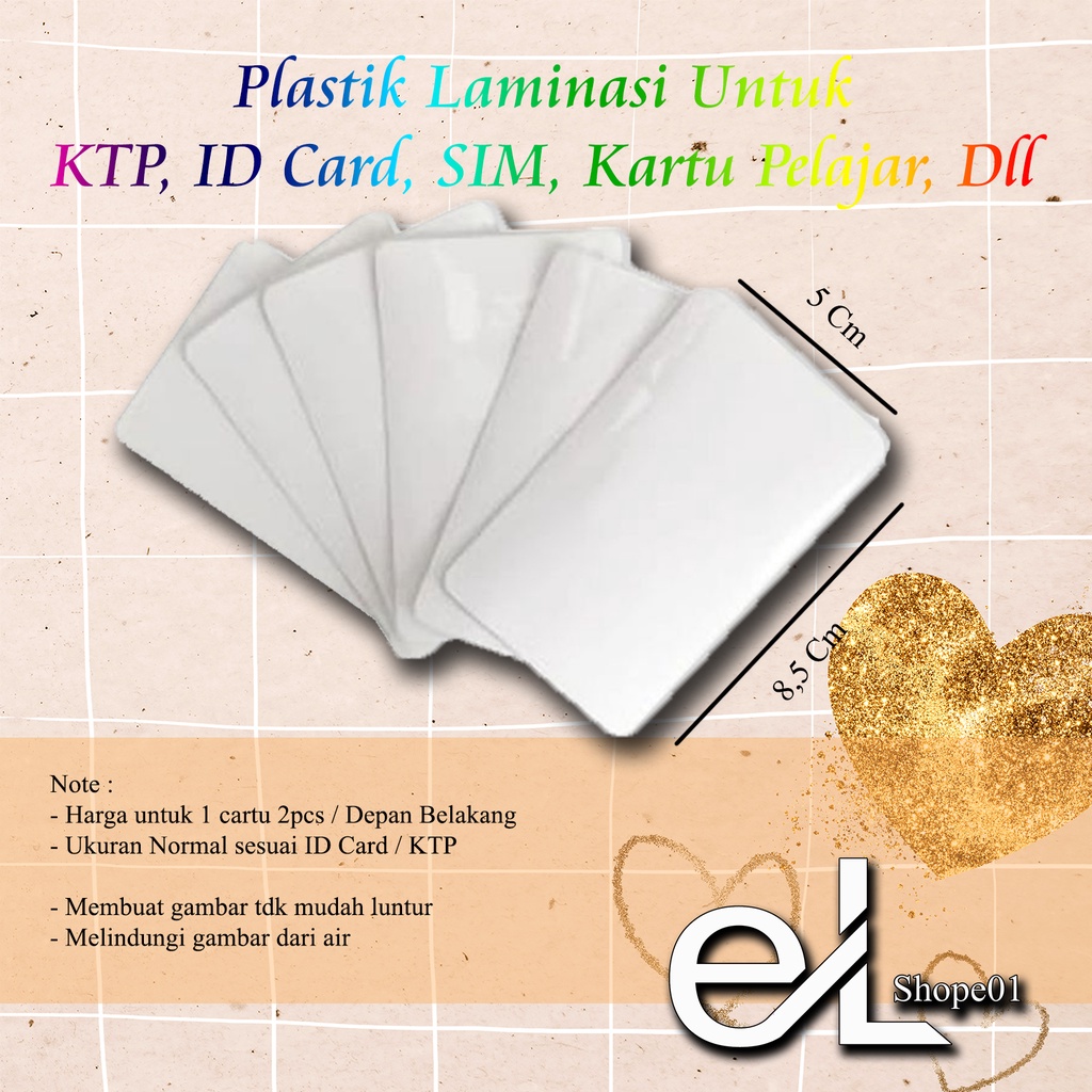 Lamination for KTP, ID Card, SIM etc., 2 Front and Back Sheets | Shopee ...