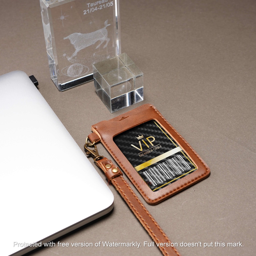 Custom Leather Id Card Lanyard Name Tag Holder Leather Id Card Case ...