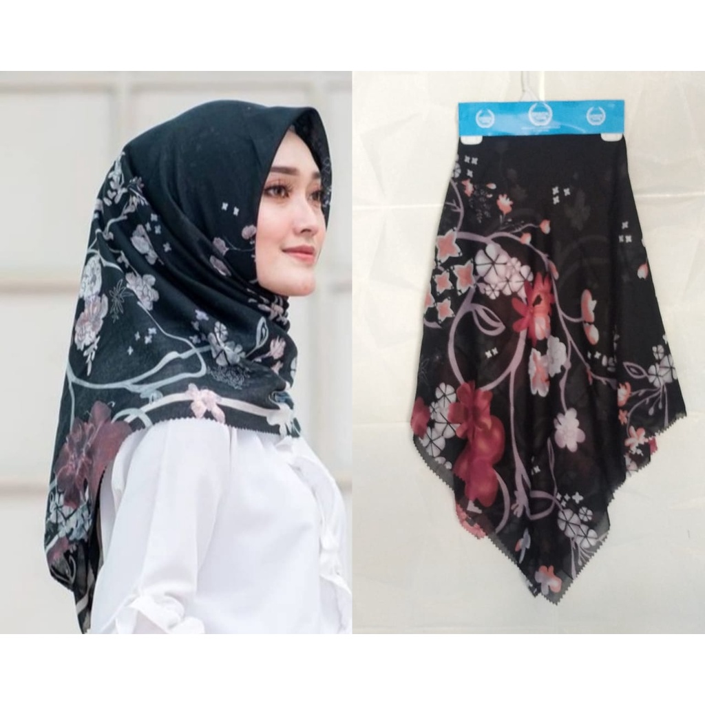 Rectangular Hijab With Cherry Blossom Motif Hijab By Buton | Shopee ...