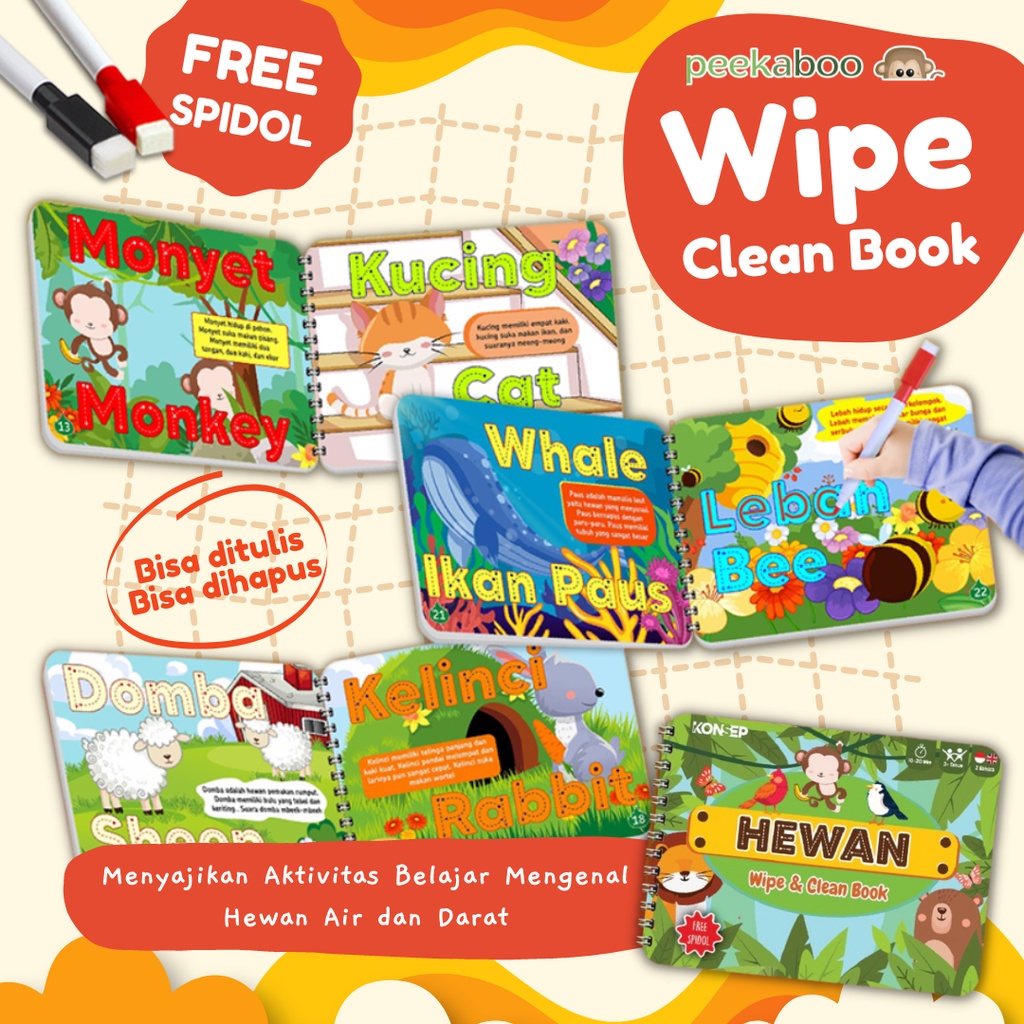 Wipe Clean Book Concept - Animals / Educational Book for Children ...