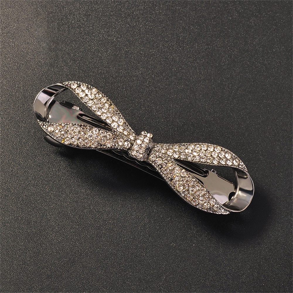 Elegant Rhinestone Bow Hairpin Fashion Bowknot Back Head Hair Clip For ...