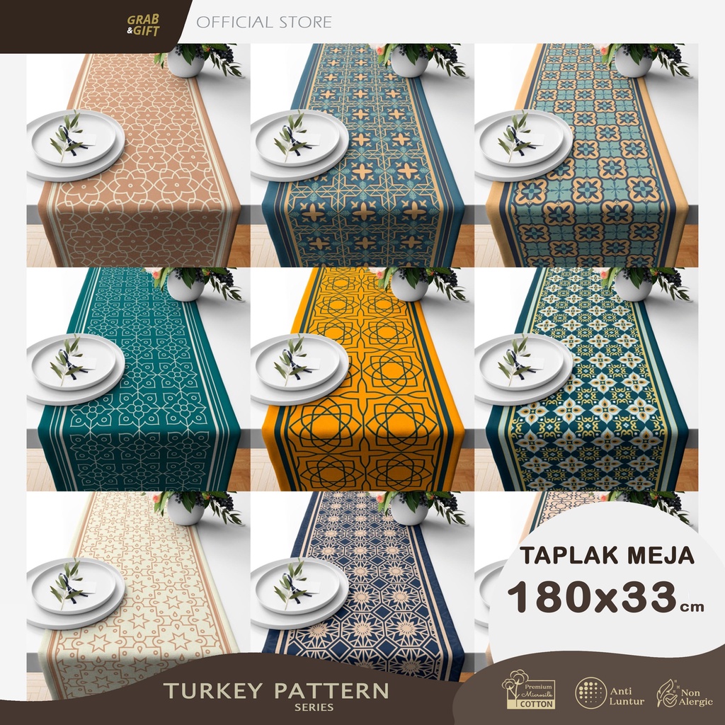 Table Runner Tablecloth Print Minimalist Turkish Motif 180x33cm Turkey ...