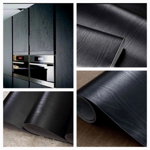 Black Wood Motif Wall Wallpaper, Kitchen Stickers, Cabinet Stickers ...