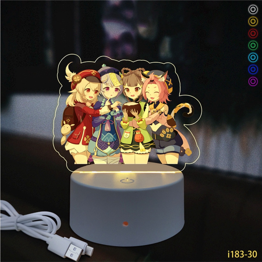 Genshin Impact LED Acrylic Standee Room Table Display Colorful Acrylic ...