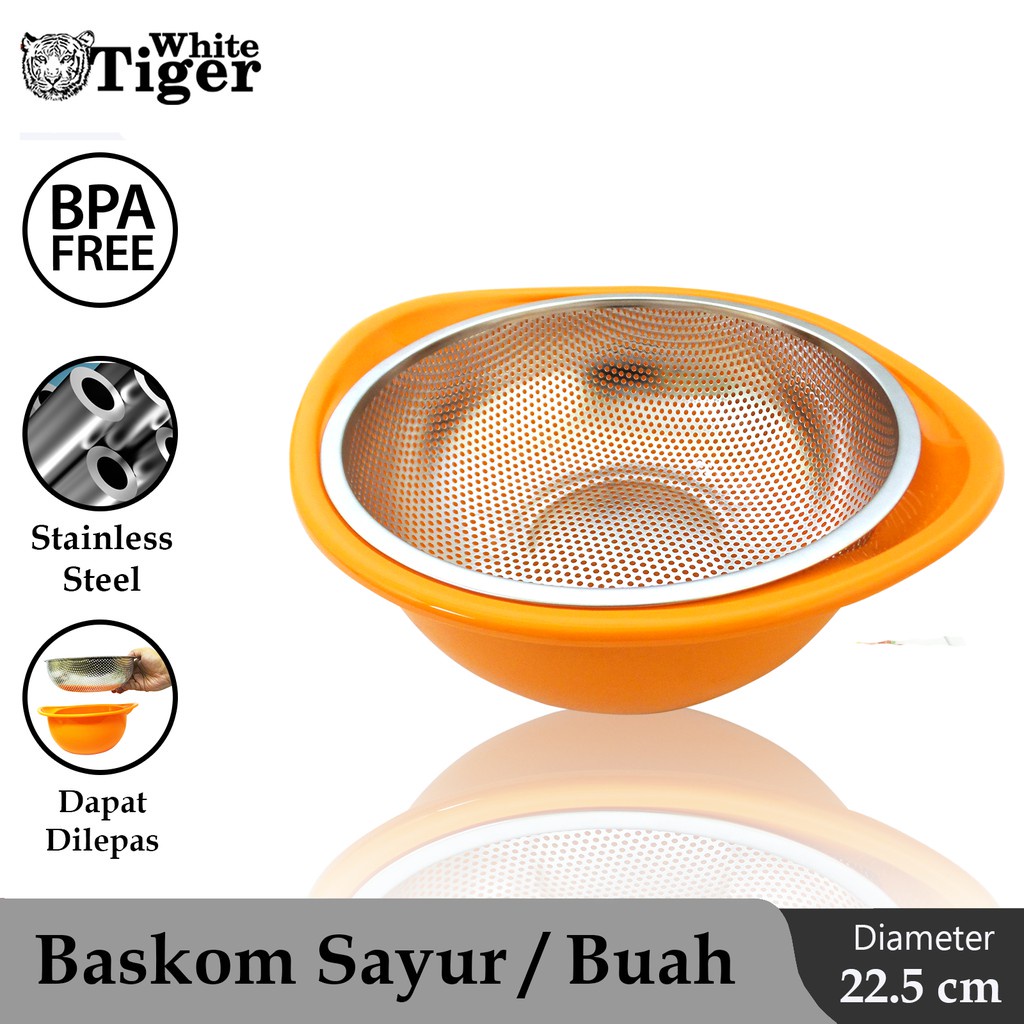 White Tiger 555 Strainer And Vegetable/Fruit Container 2 Layer 22.5 Cm ...