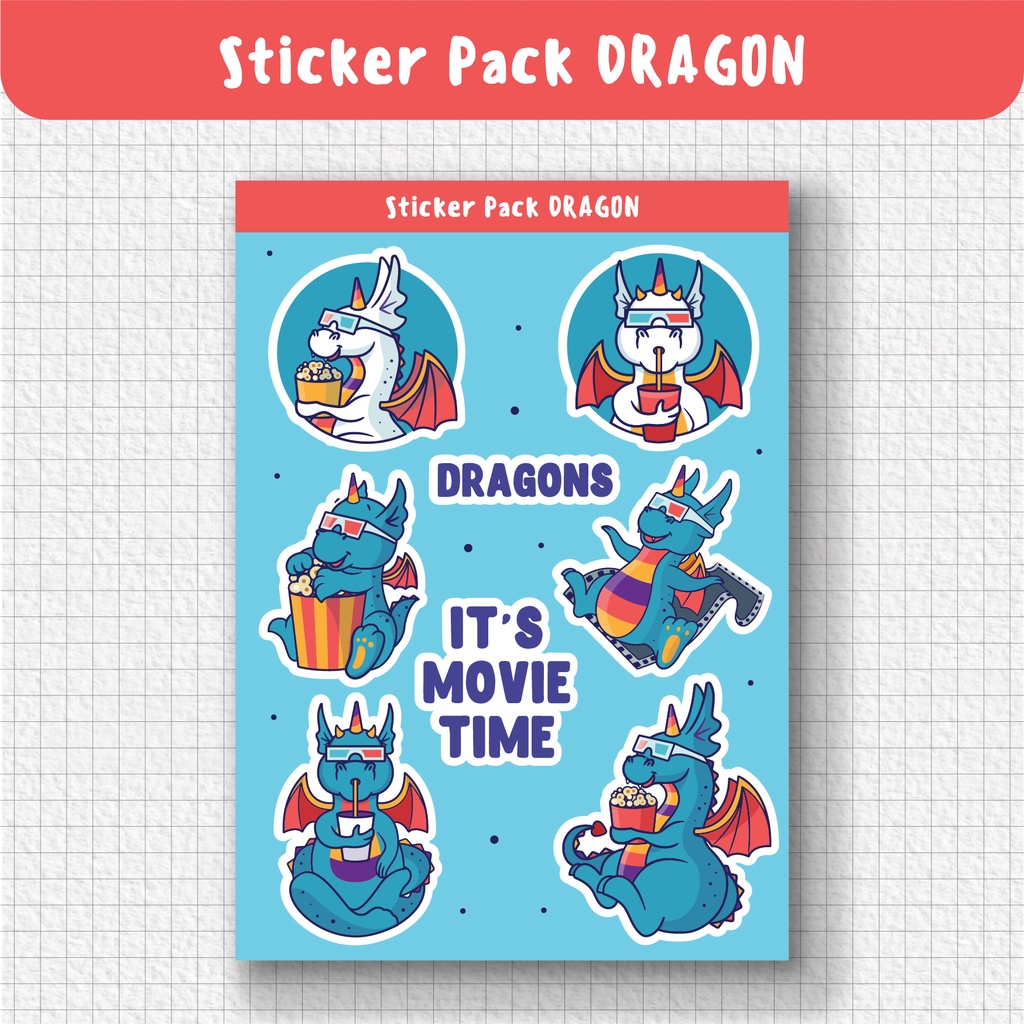 Sticker Pack Dragon Cute Aesthetic - Sticker Waterproof Tumblr ...