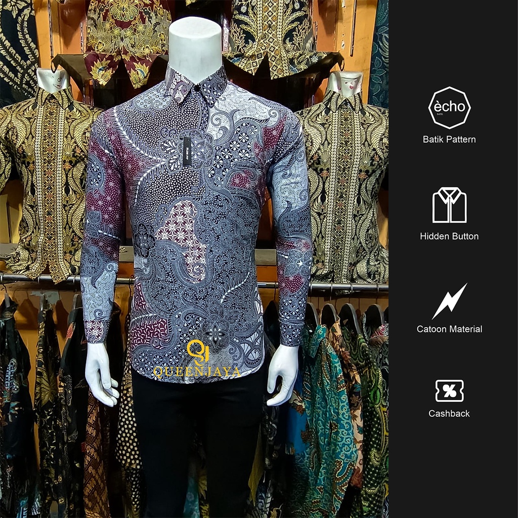 KEMEJA Men's BATIK Shirt Long Sleeve BATIK SLIMFIT Men's BATIK Shirt ...