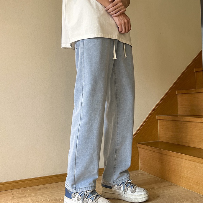 Star Seller! Men's Baggy Pants Korean Style Men's Straight Pants Denim ...