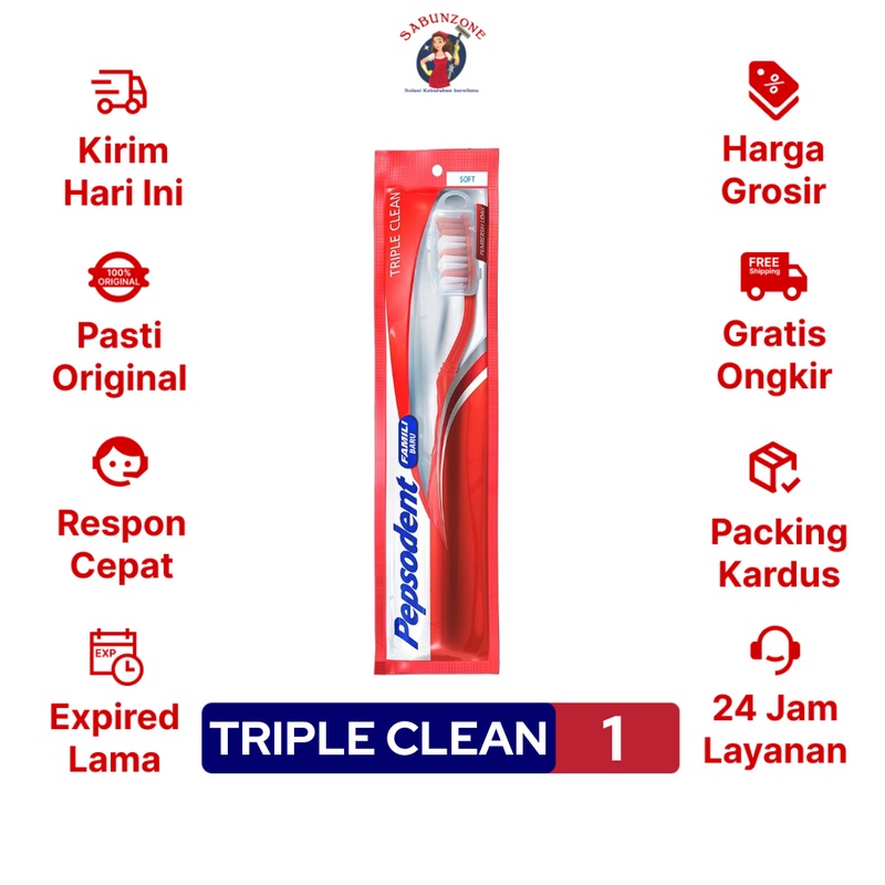Pepsodent Triple Clean Soft Toothbrush 1 Pcs | Shopee Singapore