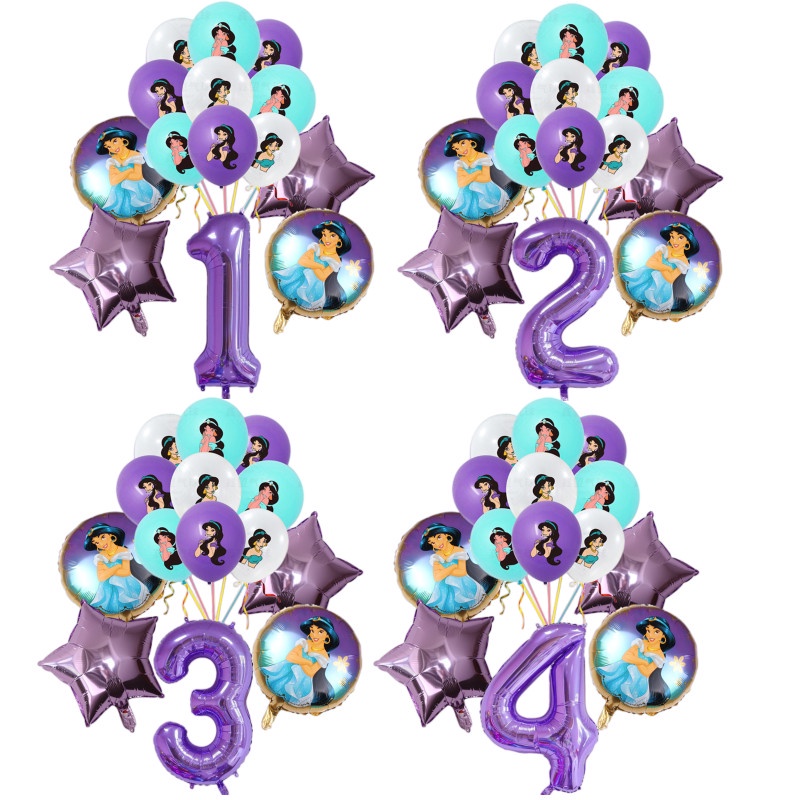 15pcs/Set Princess Jasmine Foil Balloon 32inch Number Balloons Birthday ...